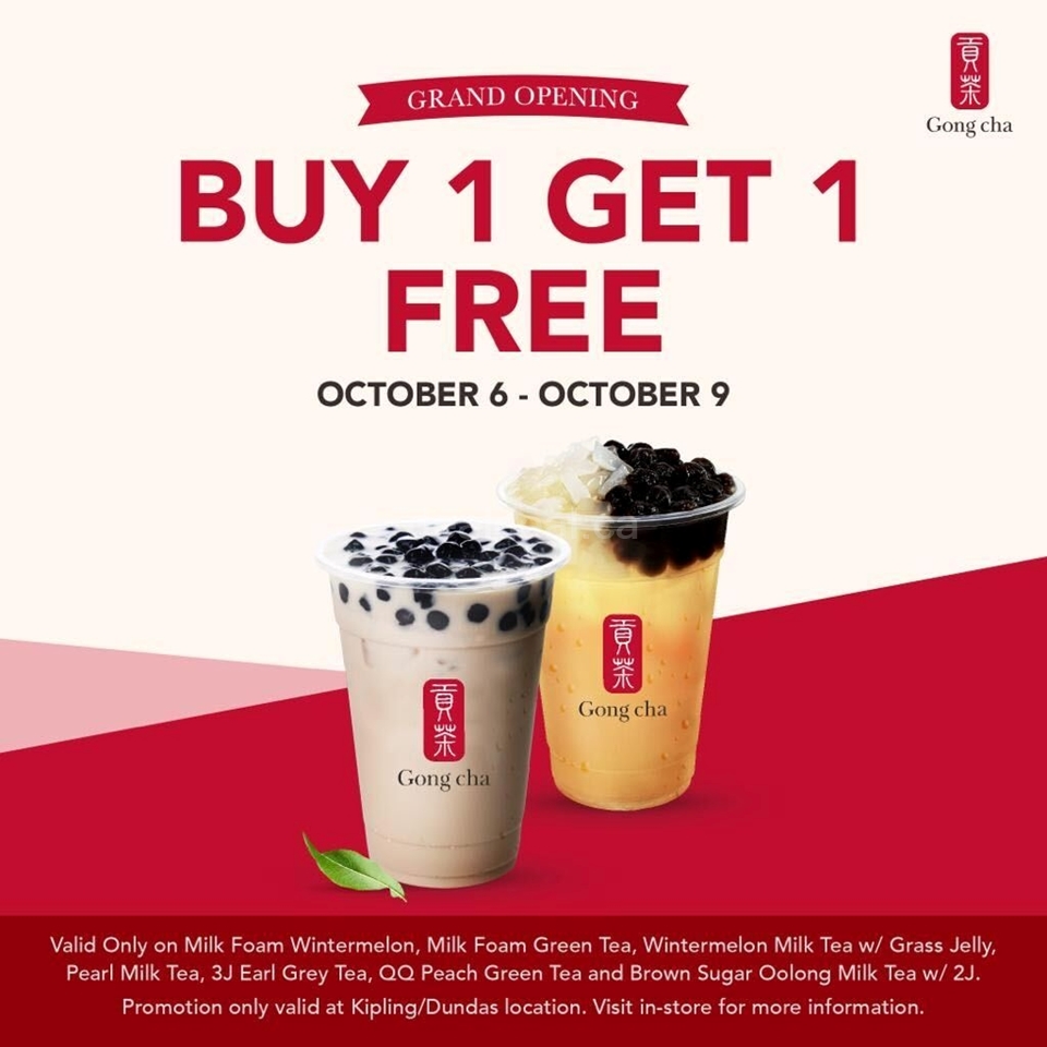 GRAND OPENING BOGO special on select drinks at Gong Cha