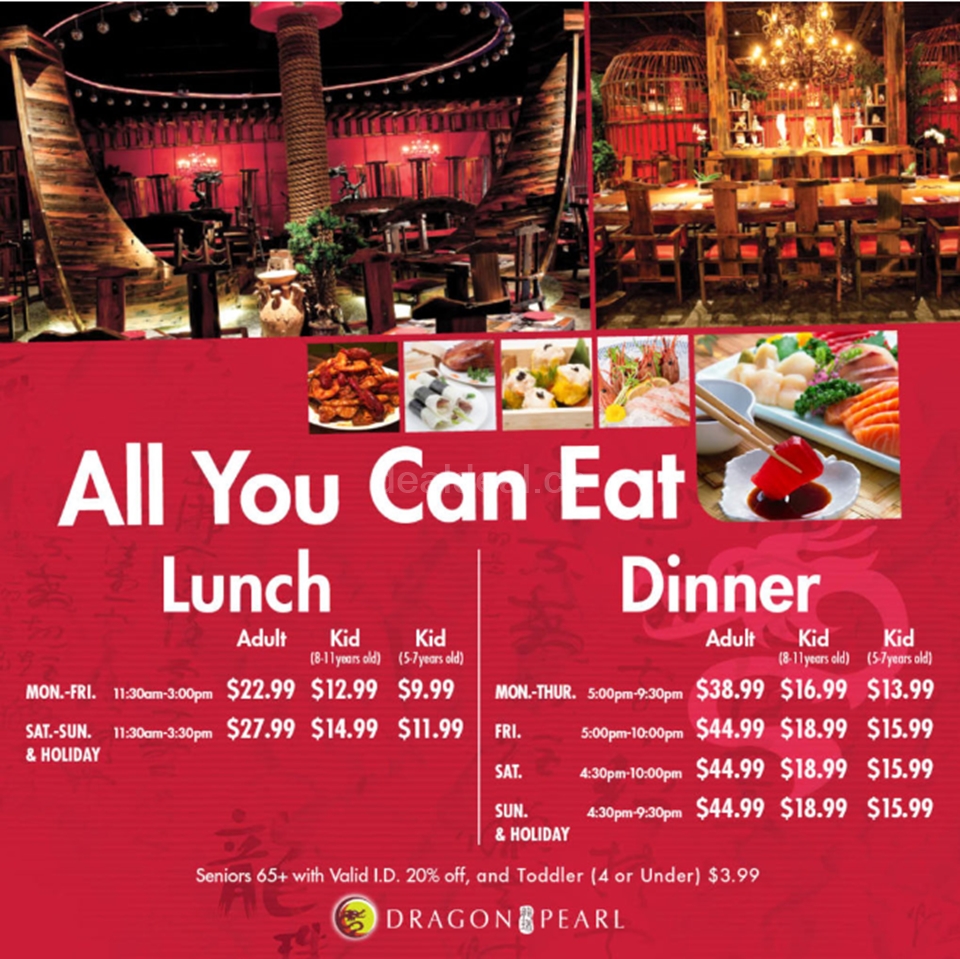 Lunch & dinner buffet at Dragon Pearl Buffet